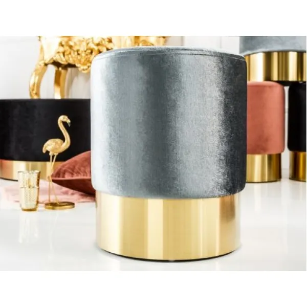 Poef Glamour Velvet Zilver Online Kopen - 4UDesigned.nl