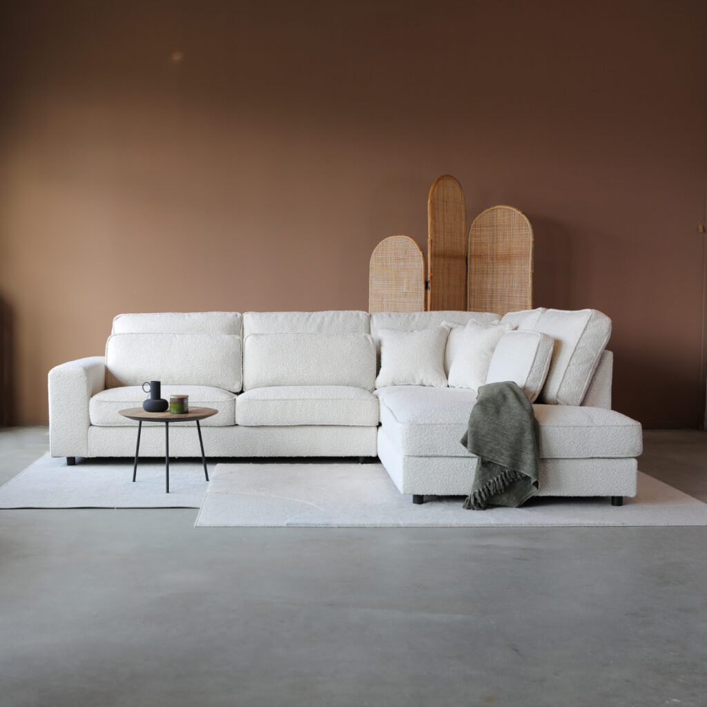 Hoekbank Richie Rechts Bouclé Naturel Online Kopen - 4UDesigned.nl