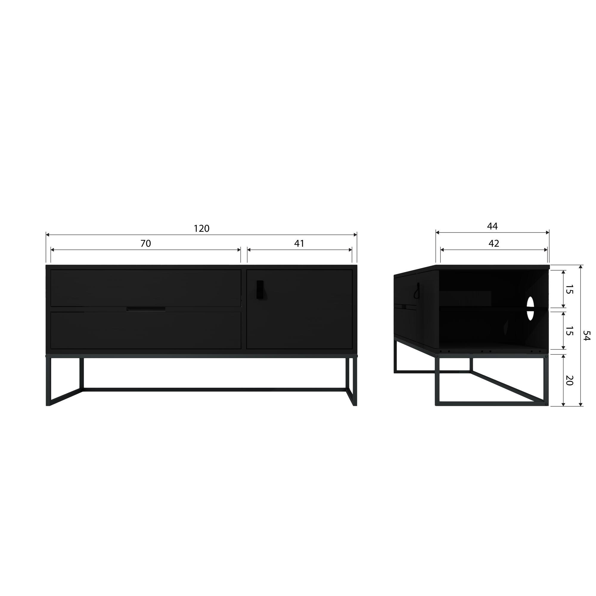 SILAS TV MEUBEL 120CM ESSEN BLACKNIGHT [fsc] Online Kopen - 4UDesigned.nl