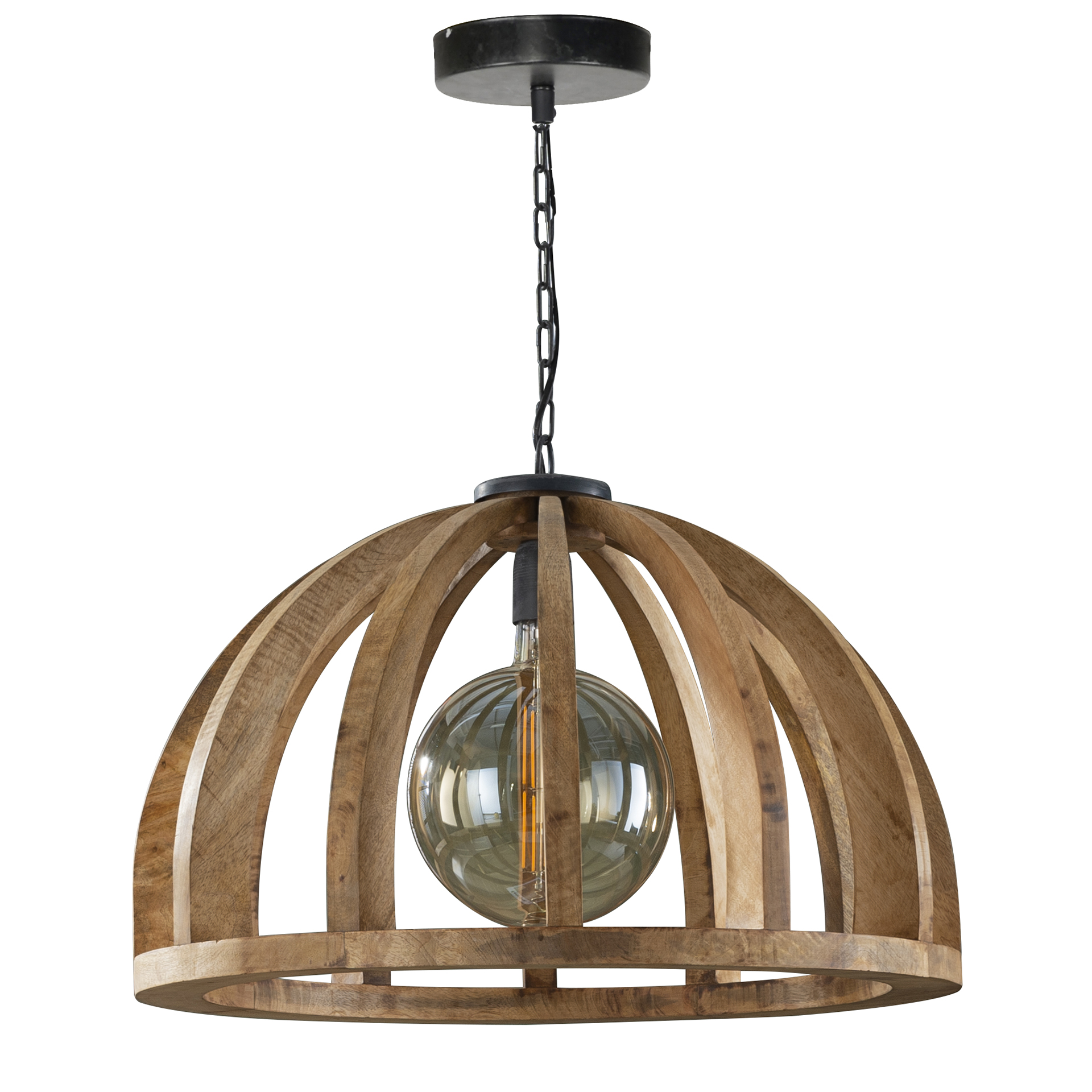 Hanglamp 60 gebogen houten spijlen / Massief mango naturel / Massief ...