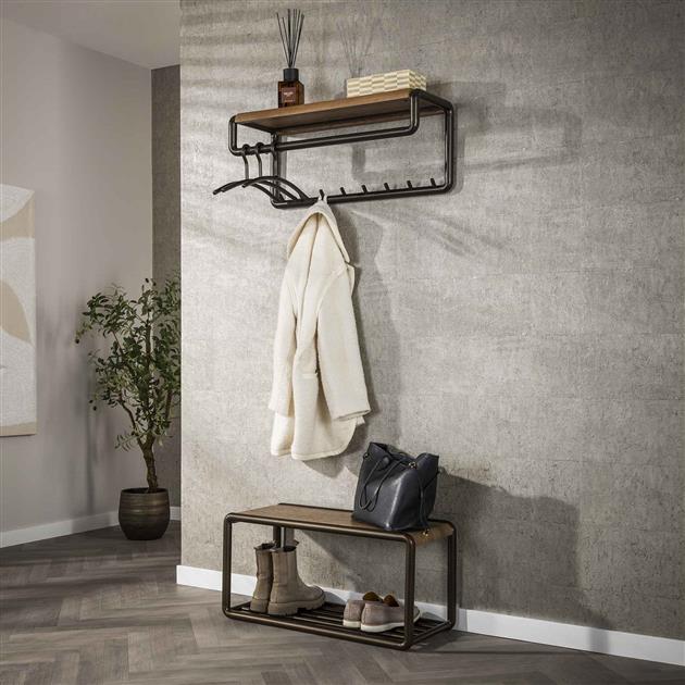 Kapstok Luno roede en hoedenplank 8 haken / Drift brown Online Kopen ...